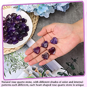 Gerrii 50 Pcs Heart Healing Stone Bulk Quartz Heart Inspirational Stones Gift for Women Love Pocket Polished Natural Energy Balancing Meditation 0.8 Inch(Purple)