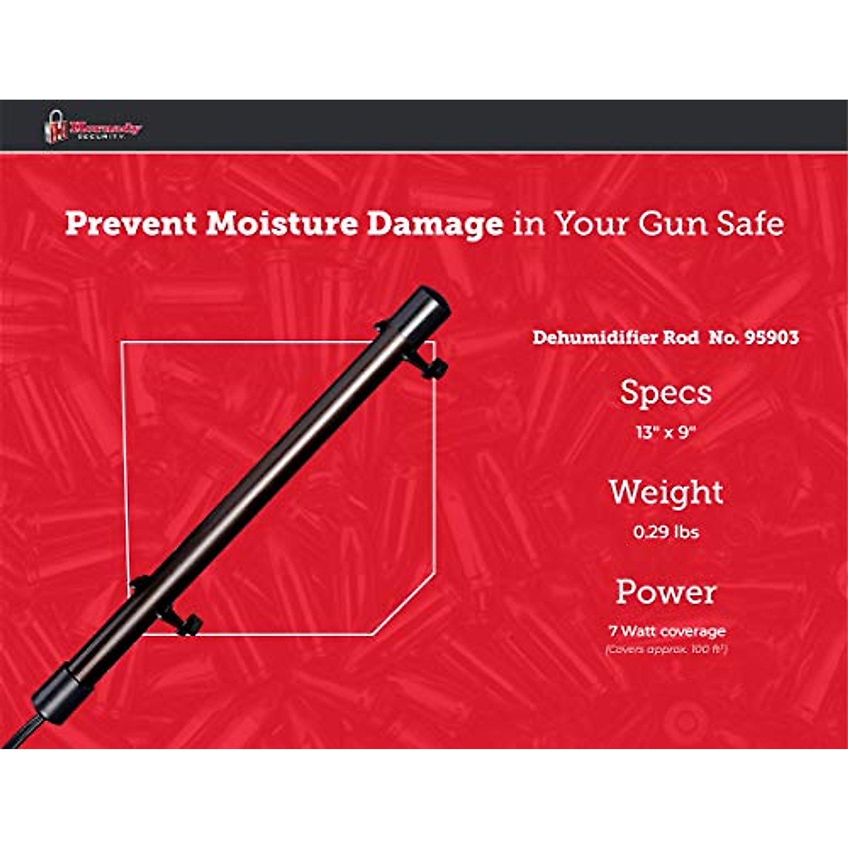 Hornady Gun Safe Dehumidifier Rod 12 Inch, Black, 95903 - Maintenance-Free Plug-In Electric Dehumidifier Eliminates Moisture for Gun Safes & Cabinets to Help Prevent Rust & Corrosion in Your Gun Vault