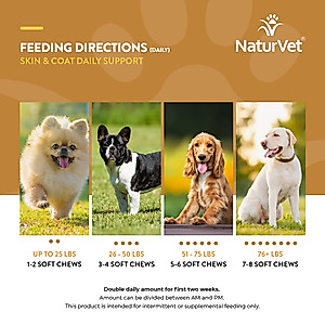 NaturVet Skin and Coat Plus Breath Aid for Dogs, 70 ct Soft Chews, Made in The USA with Globally Source Ingredients