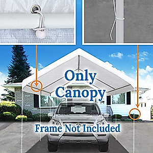 BenefitUSA 10'x20' Carport Replacement Canopy Garage Top Tarp Shelter Cover, Canopy ONLY (w/Edge)