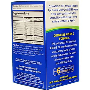 BAUSCH + LOMB PreserVision AREDS 2 Formula Eye Vitamin and Mineral Supplement, 120 softgels