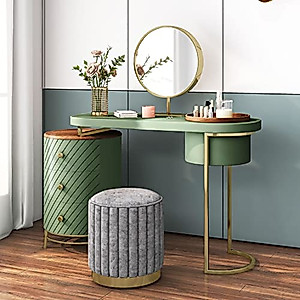 FUQIAOTEC Modern Makeup Vanity Table, Stylish and Simple Design Dressing Table with LED Lighted Mirror & 3 Drawers Side Cabinet, Desktop with a Hidden Storage, Without Stool, Green
