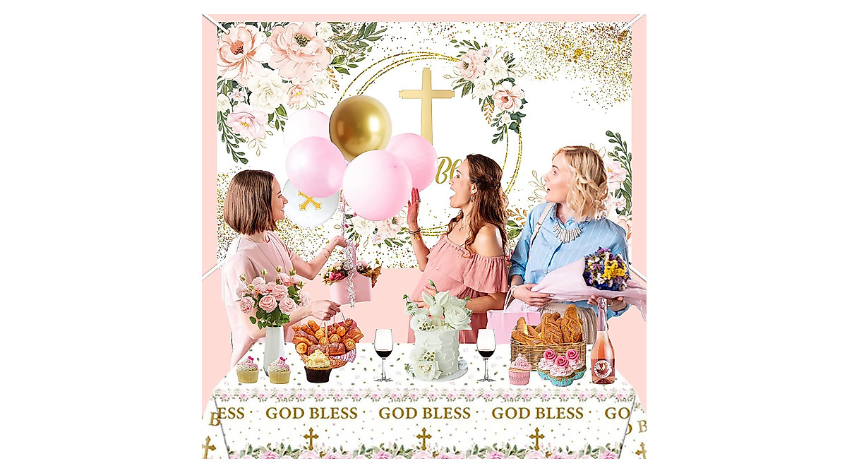 Baptism Decorations for Girls God Bless Party Decorations Floral God ...