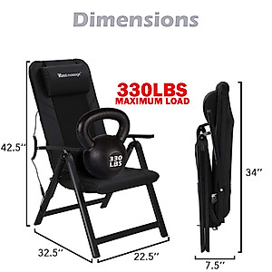 Folding Shiatsu Massage Chair Recliner Chair with Adjustable Backrest and Back Heating Portable Living Room Chair Accent Full Back Electric Full Back Massage Best Gift for Home Office ，Black