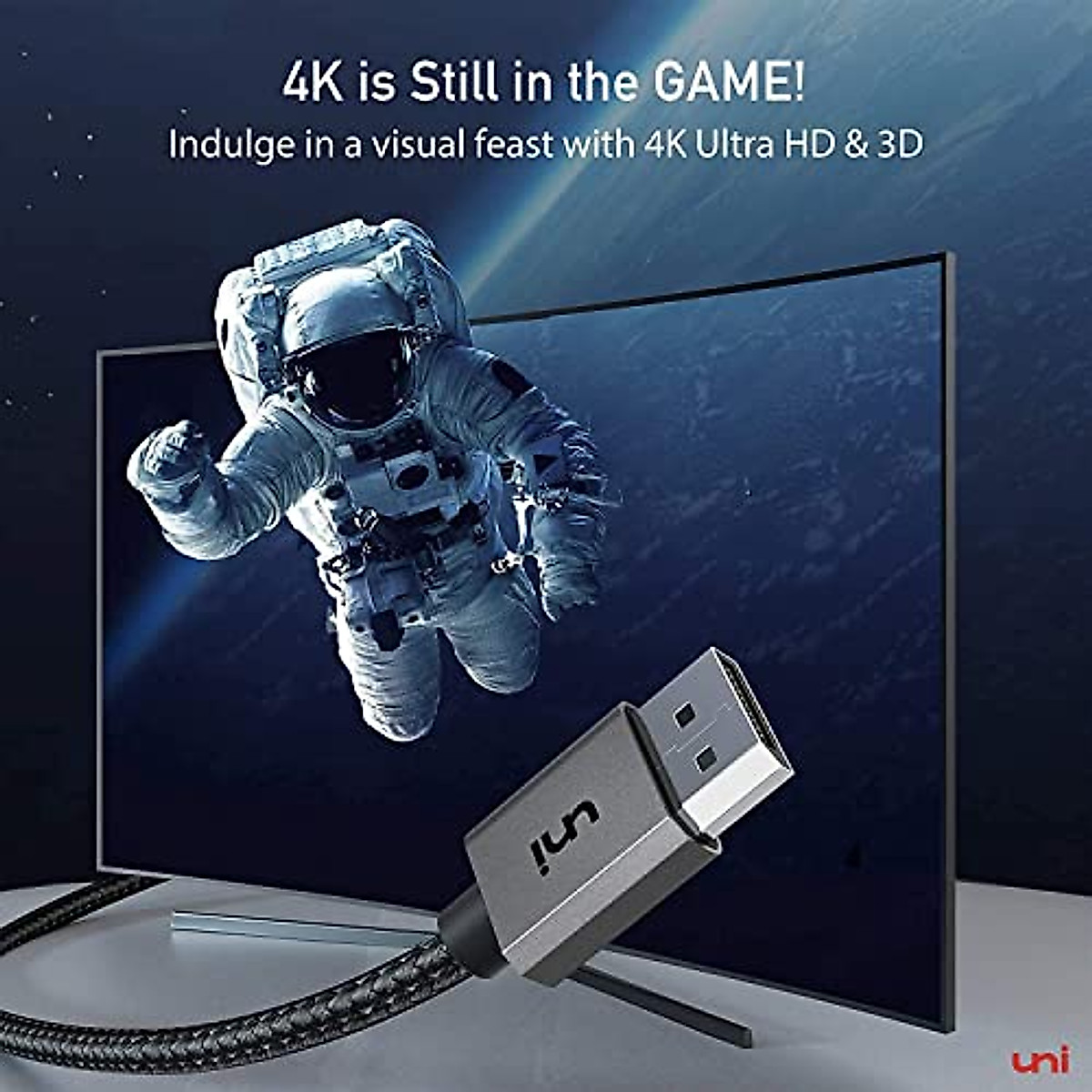 uni VESA Certified DisplayPort Cable [2K@165Hz/144Hz, 4K@60Hz], High-Speed Display Port Cable Braided 6.6 FT, DP 1.2 Cable for 2K Gaming Monitor, PC, NVIDIA/AMD Graphics Cards