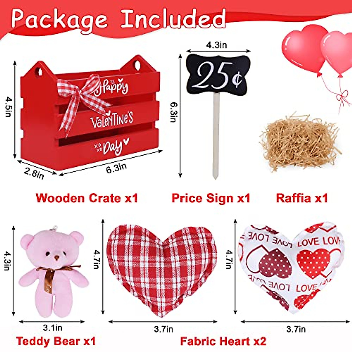 Valentines Day Decor Valentine Centerpiece Mini Wooden Crate Valentines Day Decoration, Valentine Gifts for Her Valentine's Day Farmhouse Decorations Tiered Tray Decor Mantel Shelf Decor