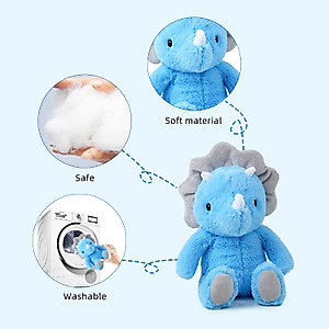 VANLINNY Blue Dinosaur Stuffed Animals, 9" Valentines Day Gifts for Kids, Soft Stuffed Dinosaur Toys, Cute Triceratops Figure, Birthday Xmas Gifts for Boys and Girls 3 4 5 6 7 8