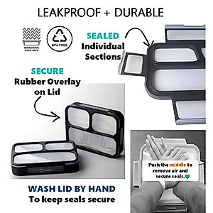 Camo Lunch Box for Boys | Bento Boxes with Bag, Ice Pack Set | Snack Containers for Kids Men Adults. 3 Leakproof Compartments, Container with Insulated Bags for School Lunches, Black Grey Camoflauge