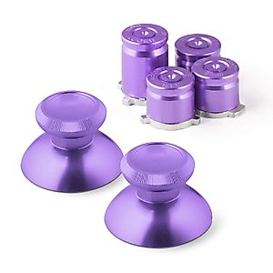 Metal Thumbsticks Joysticks for Xbox One Controller, Aluminum Alloy ABXY Bullet Buttons Analog Grip Replacement Parts for Xbox One S/X/Series X Controllers with Installation Tool(Purple)