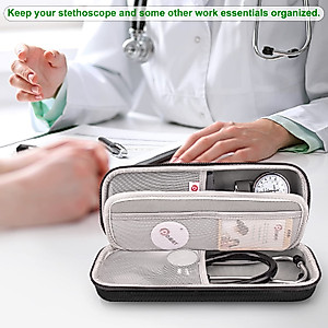 Opoway Stethoscope Case with Penlight for Nurses, Stethoscope Carrying Hard Case for 3M Littmann, Cardiology IV, MDF Stethoscopes - Extra Room for Nurse Accessories Essentials (Black with Pen Light)