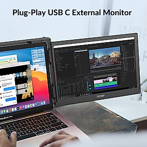 FICIHP 13.3" Laptop Screen Extender for M1 MacBook One Cable Plug&Play, Cooling System Triple Portable Monitor for Laptop with USB C HDMI, Monitor Attachment for Laptop Frame 13-16 inch Mac/Android