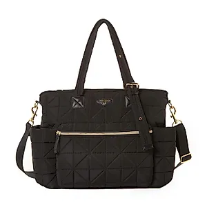 TWELVElittle Carry Love Tote Diaper Bag 3.0. Spacious Baby Bag with Changing Pad, Includes Detachable Strap & Stroller Clips, Machine Washable, Black