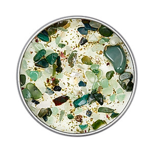 Heart Chakra Candle by New Moon Beginnings - Chakra Candles - Dried Flower, Herb, & Crystal Candles - Aromatherapy Candles - Soy Candle - 8oz Tin