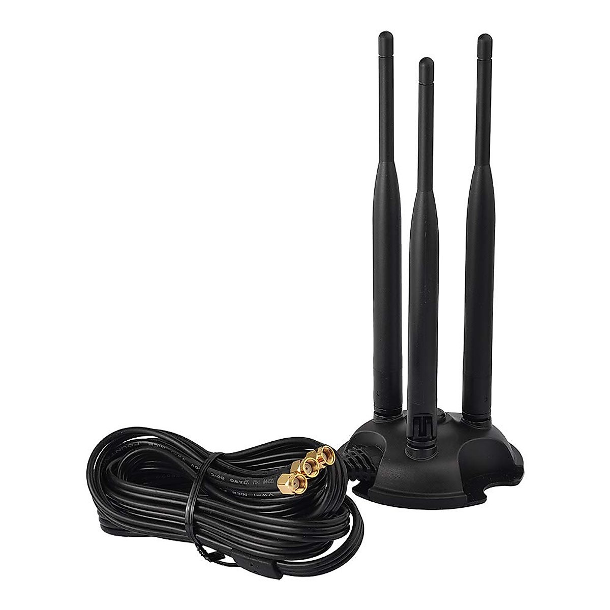 Eightwood 2.4GHz 5GHz Dual Band WiFi Antenna, 3 RP-SMA Connector WiFi 6 Antenna Magnetic Base for PC Desktop Computer, PCIe WiFi Card, WiFi Wireless Router, Mobile Hotspot, External WiFi USB Adapter