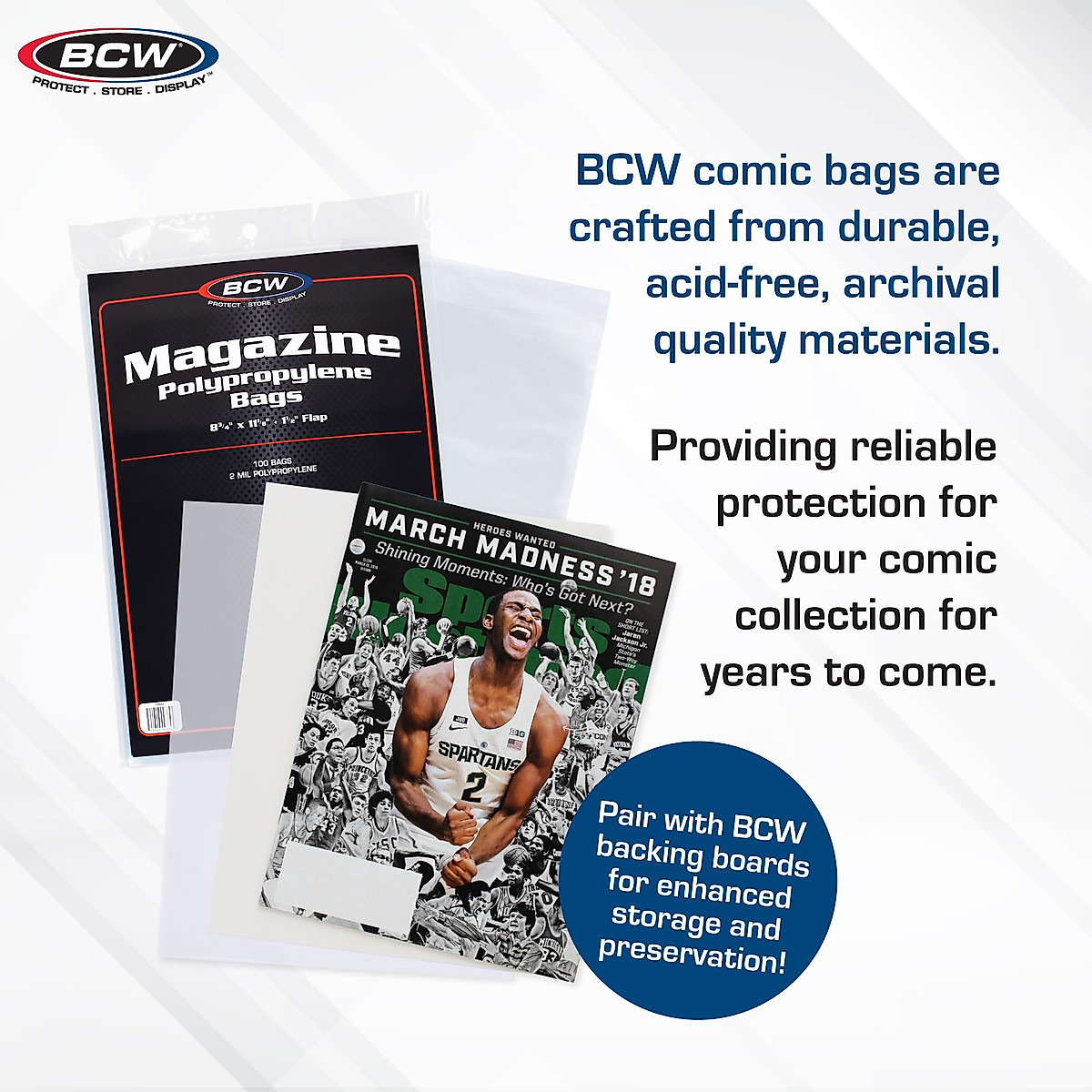 BCW Magazine Bags - Pack of 200 | Acid-Free, Crystal Clear Polypropylene Sleeves for Archival-Quality Storage of Collectible Magazines | Protect and Showcase Your Valuable Comic Book Collection