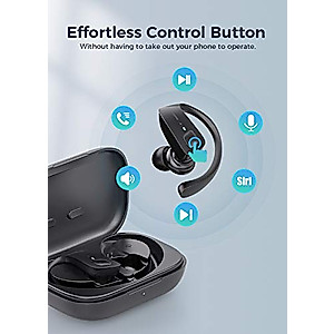 Bluetooth Headphones Wireless Earbuds 35H Play Time Earphones with Microphone IPX7 Waterproof with earhooks for Gym Sports Outdoor Black