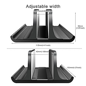 Vaydeer Vertical Laptop Stand Holder Adjustable Desktop Notebook Dock Space-Saving Three-in-one for All MacBook Pro Air, Mac,HP, Dell, Microsoft Surface,Lenovo, up to 17.3 inch Black