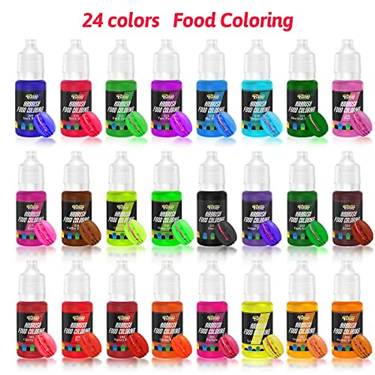 Airbrush Food Coloring Kit - 24 Vivid Colors for Cake Decorating