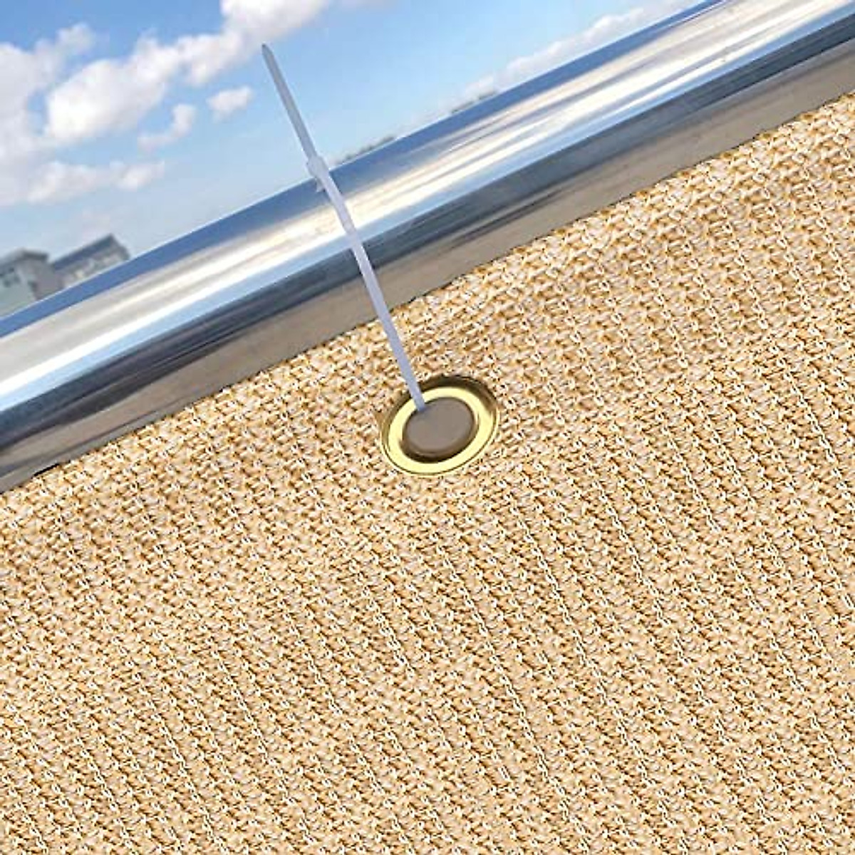 ALBN Balcony Screen Privacy Protection Outdoor Shading Net Windshield UV Protection HDPE Tear Resistant with Rope & Cable Ties, Height 1.1m/1.4m (Color : Beige, Size : 140x200cm)