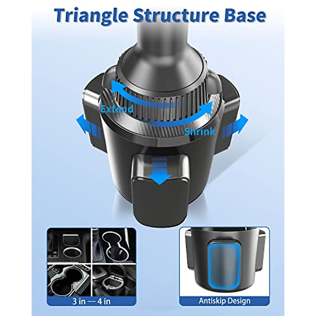 OQTIQ Cup Holder Phone Mount for Car No Shaking Cup Phone Holder for Car Sturdy & Adjustable Cell Phone Holder Mount for Truck, SUV Quick Extension Long Arm for iPhone, Samsung, Nokia, LG, Smartphones