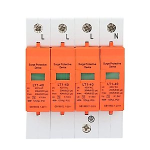 Oumefar 4 Pole AC 420V House Protector 40KA Low-Voltage Arrester Device DIN Rail Protection Device for Lightning Protection