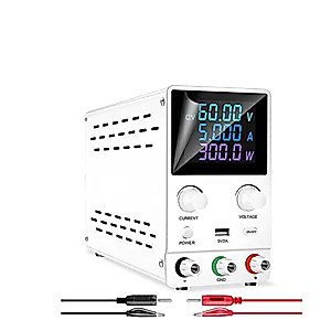 DC Power Supply, 60V 5A 300W Adjustable DC Power Supply LED Digital Lab Programmable Bench Power Source Stabilized Voltage Regulator Switch,Electroplating DIY(60V 5A 300W-01)