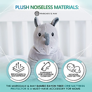 MARGAUX & MAY Waterproof Crib Mattress Protector Pad, Fitted Ultra Soft Noiseless Breathable Bamboo Crib Protector, Mattress Protector for Baby Crib, Crib Mattress Pad for Toddler