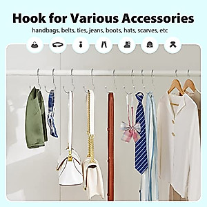 Myfolrena Purse Hangers Bag Hooks Closet- 12 Pack Handbag Hanger Organizer Metal S Hooks, Large Size Closet Rod Hooks for Hanging Handbags,Clothes, Curtain, Plant, Pans and Pots