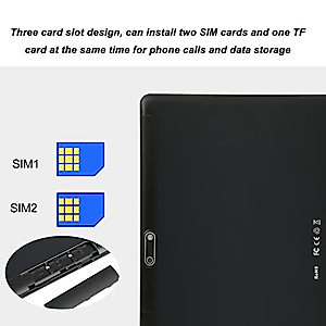 ciciglow 10.1in Tablet, Tablet PC for Android9.0 Dual SIM Octa Core RAM 4GB ROM 64GB, 4G LTE Black Phone Tablet PC 100‑240V (US Plug)