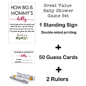 Eilcoly How Big Is Mommy's Belly Guess Game, Guessing Game for Baby Shower Party, How Big is Mommy's Belly Baby Shower Games, DMC0 D-01-C 0