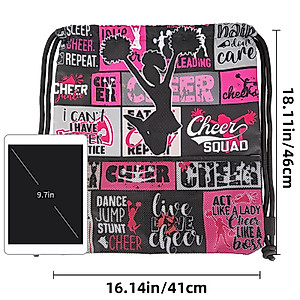 Corxiren Cheer Drawstring Backpack, Drawstring Bag for Cheerleaders, Water Resistant String Bag Large Size with Mesh Pockets, Cheerleading Gifts for Team