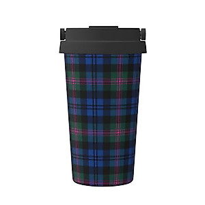WANGXUEE Blue and Green Scottish Tartan Print 500ml Stainless Steel Travel Tumbler Double Wall Vacuum Insulated Coffee Mug