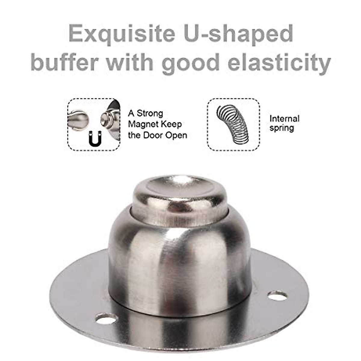 Magnetic Door Stops-Door Stopper-Stainless Steel, Door Holder Doorstop-No Drilling, 3M Double-Sided Adhesive Tape, Screws for Stronger Mount, Hold Your Door Open（2 Pack）