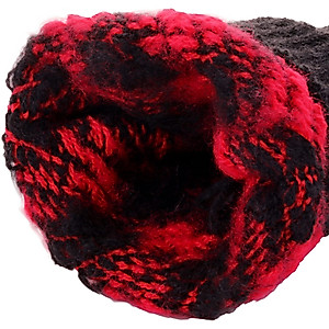 CRUOXIBB Winter Soft Stretch Buffalo Plaid Cuff Beanie Hat Thick Chunky Warm Knit Skull Ski Cap (Black/red+Glove+Scarf)
