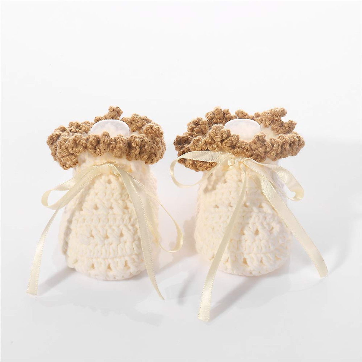 Anlin Christmas Crochet Baby Booties Unisex Baby Shoes Baby Girl Shoes Baby Boy shoes Knitted Baby Shoes Handmade Infant (White lace, 0_months)
