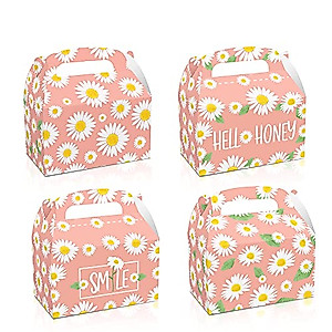 12 Pack Daisy Flower Favor Treat Boxes Pink Daisy Birthday Treat Boxes Hello Summer Goodies Gift Boxes for Baby Shower Birthday Party Decorations Supplies