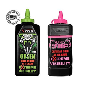 CE TOOLS Mean Green & Manly Pink EXTREME VISIBILITY Marking Chalks - 10 oz (283.5)- Made in USA Give Me Two Bundle