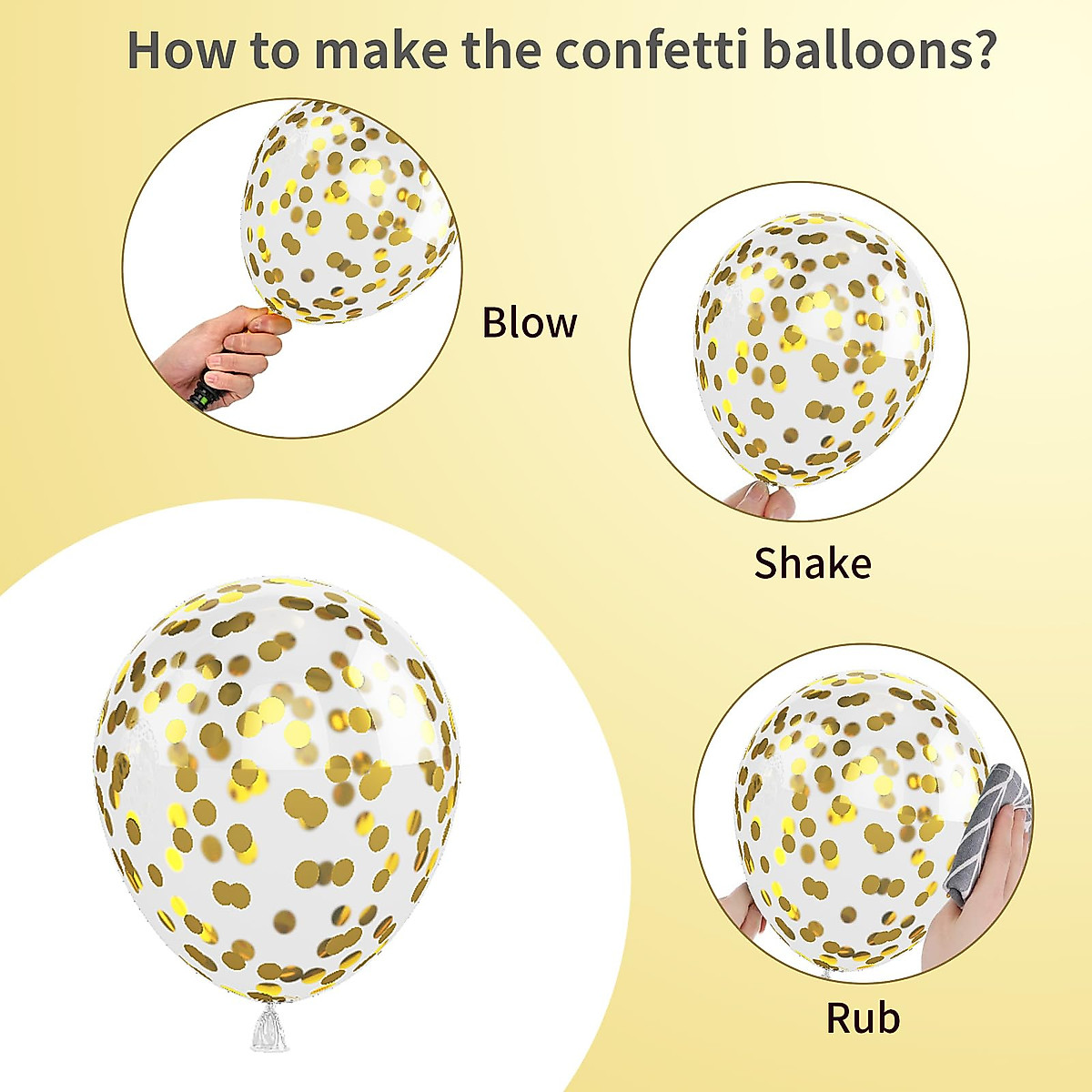 GREMAG White and Gold Balloons, 12inch Metallic Gold White Confetti Gold Balloon Kit with Ribbons, 60Pcs Latex Balloons for Birthday Wedding Engagement Bridal Shower Anniversary Graduation Baby Shower