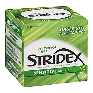 Stridex Single-Step Acne Control Sensitive with Aloe Alcohol Free Soft Touch Pads