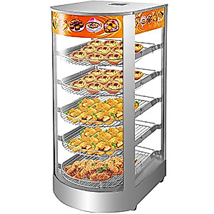 Commercial Food Warmer Display 5-Tier Pizza Warmer Cabinet with Tempered-Glass Door and Free Accessories