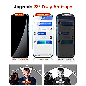 MRGLAS [2+2] Pack Privacy Screen Protector Compatible iPhone 12 Pro Max 6.7 with Camera Lens Protector 9H Tempered Glass [Auto Alignment Kit][10X Military Shockproof] Diamonds HD Glass Film[Anti-Spy]