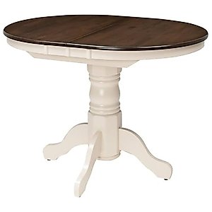 Pemberly Row Extendable Oval Contemporary Wood Dining Table in Dark Brown/Cream