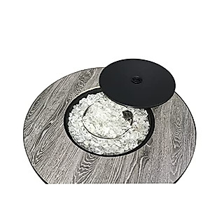 Hiland AFP-FWT Faux Wood Top 40,000 BTU Round Propane Fire Pit, Gray, Black