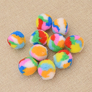 Towashine 10Pcs Small Assorted Color Kitty Yarn Puffs Cat Toys Cat Chase Balls 1.37" Diameter