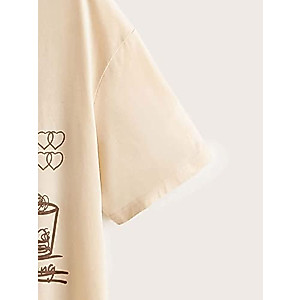 SOLY HUX Women's Graphic Letter Print T Shirt Short Sleeve Tee Top Cartoon Bear Apricot Plus 2XL