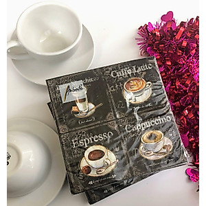 20-ct Coffee Napkins Black and White Napkins Decorative Paper Napkins for Decoupage Fall Paper Napkins Tea Party Napkins Valentine Napkins Disposable Birthday Napkins for Adults 6.5 x 6.5 x 1 inch