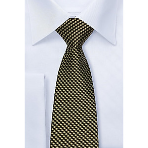 Retreez Wavy Zig Zag Stripe Pattern Woven Men's Tie - Brown
