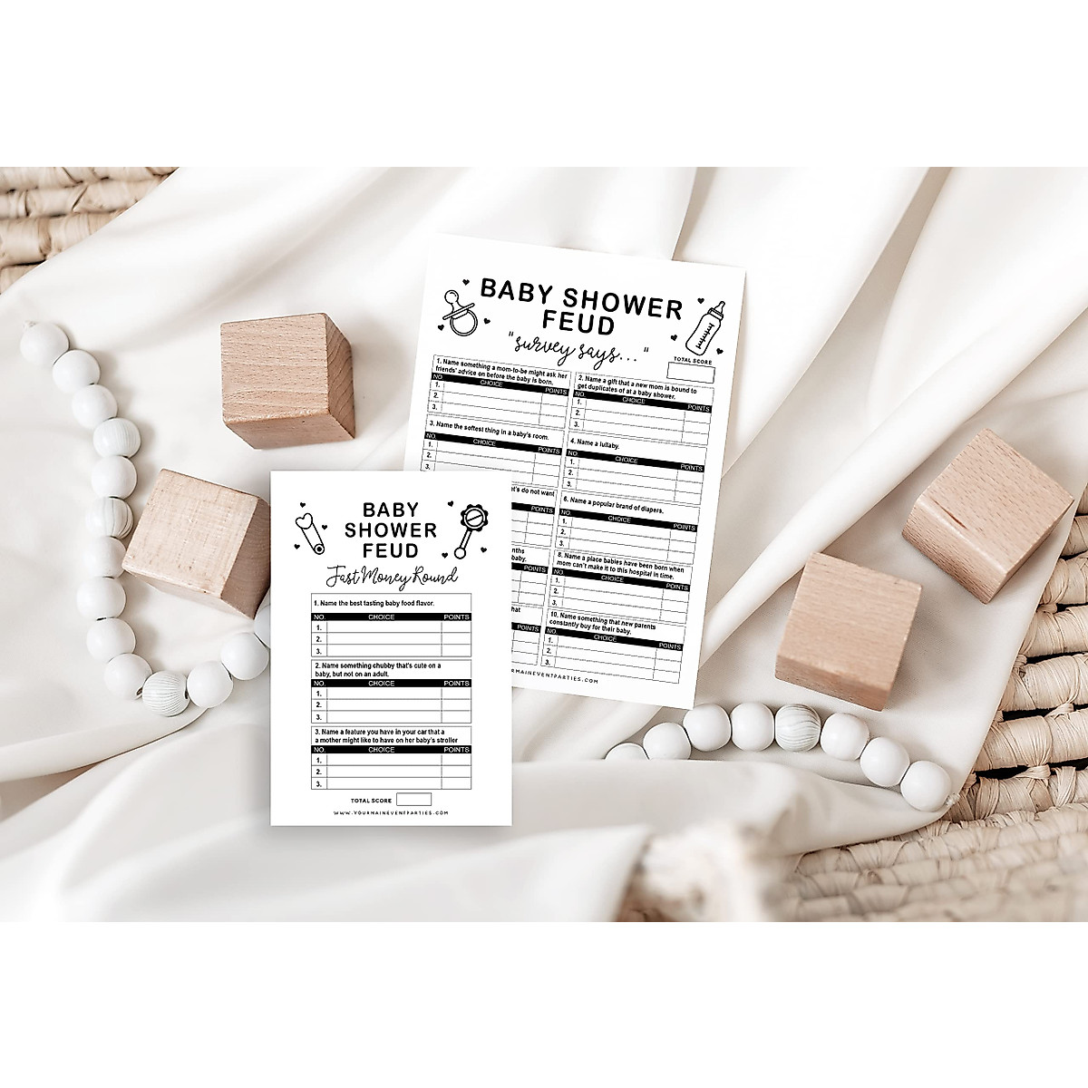 Your Main Event Prints Baby Shower Family Feud Game Fun Neutral Decorations 50 Family Feud Cards 3 Fast Money Round Cards 1 Instruction Card