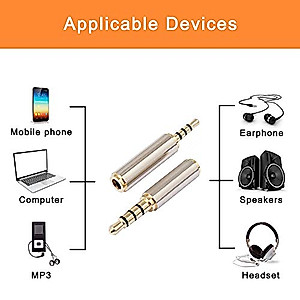 MIUONO 2.5mm to 3.5mm Adapter and 3.5mm to 2.5mm Adapter, Gold Plated Jack Stereo Full Metal Connector Converter for Smartphones, Headphone, Mic, Tablets Support MIC Function