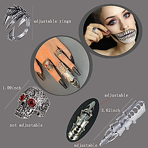 LAKIYOYO 15Pcs Vintage Punk Rings for Men Adjustable Snake Ring Dragon Rings Gothic Knuckle Stacking Finger Rings Jewelry Set